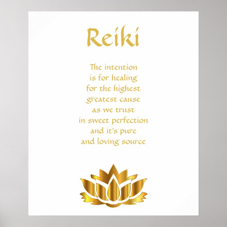 Reiki Gold Lotus flower Poster | Zazzle