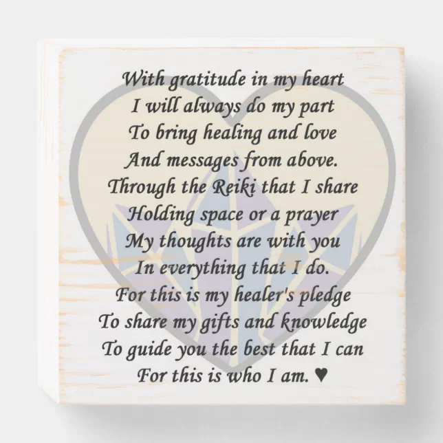 Reiki Healers Prayer Wood Box Sign | Zazzle