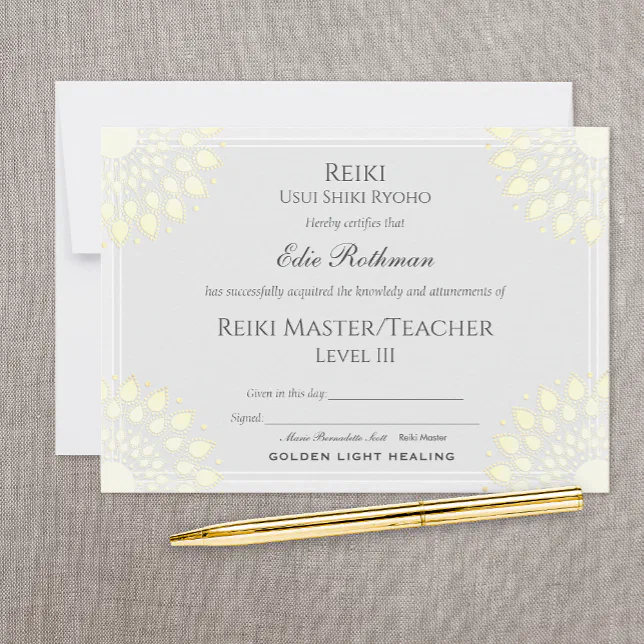 Reiki Master Lotus Certificate of Completion Award Invitation | Zazzle