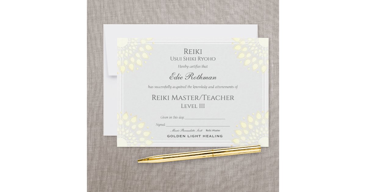Reiki Master Lotus Certificate of Completion Award Invitation | Zazzle