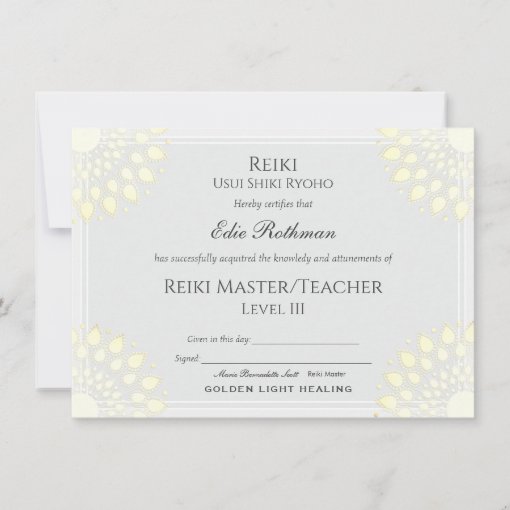 Reiki Master Lotus Certificate of Completion Award Invitation | Zazzle