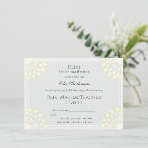 Reiki Master Lotus Certificate of Completion Award Invitation | Zazzle