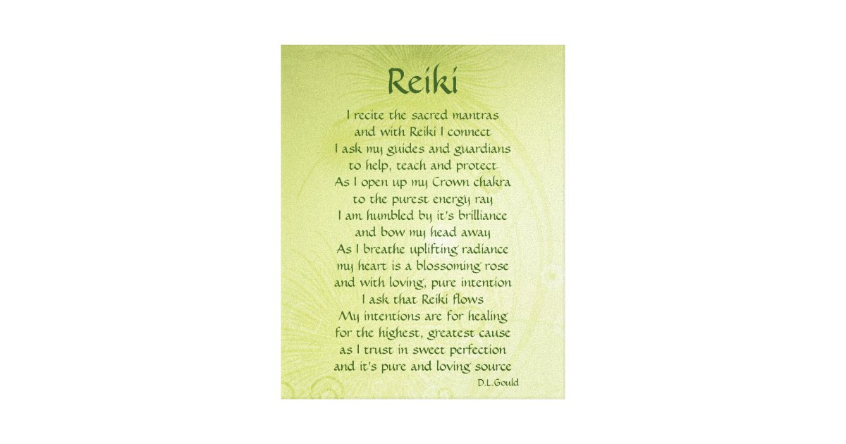 Reiki poem art canvas | Zazzle