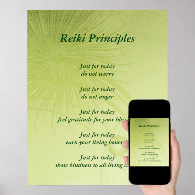 Reiki Principles Poster | Zazzle