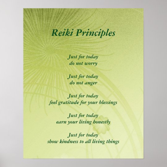 Reiki Principles Poster | Zazzle.com