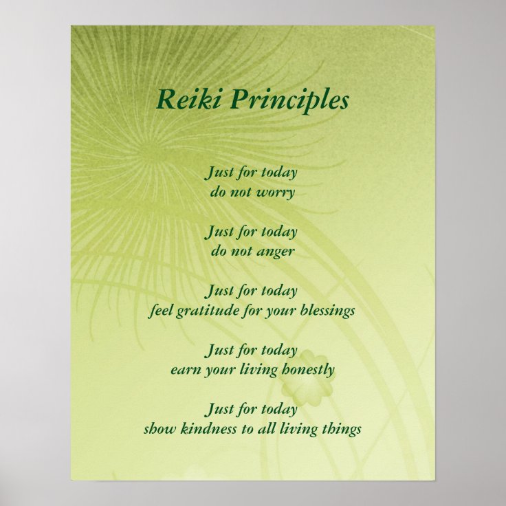 Reiki Principles Poster | Zazzle
