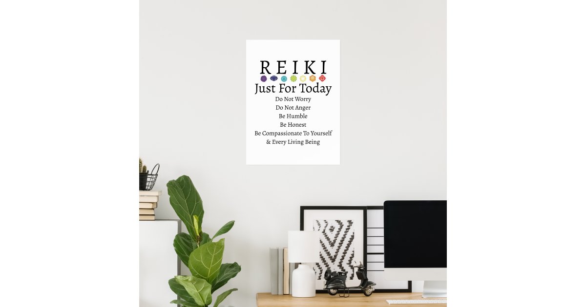 Reiki Principles Precepts White Poster | Zazzle