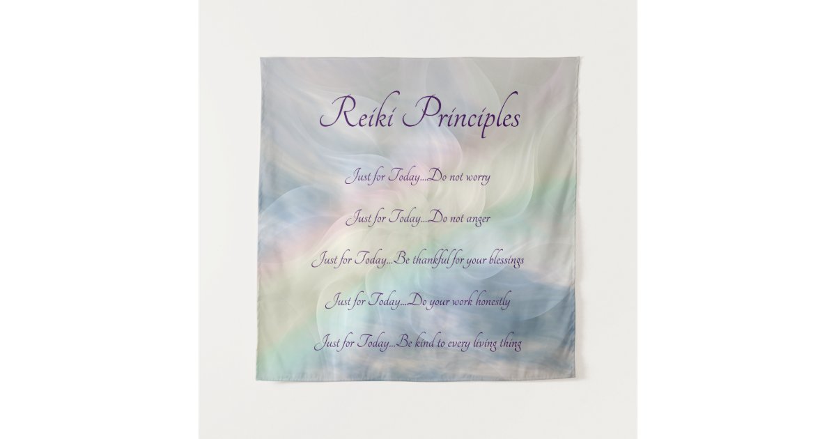 Reiki Principles Rainbow Mandala design Tapestry | Zazzle