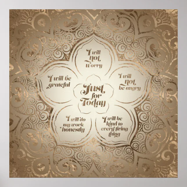 Reiki Principles - Reiki Precepts Golden Sheer Poster | Zazzle