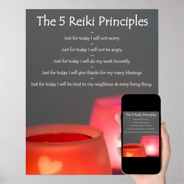 Reiki Principles with Candles Poster | Zazzle