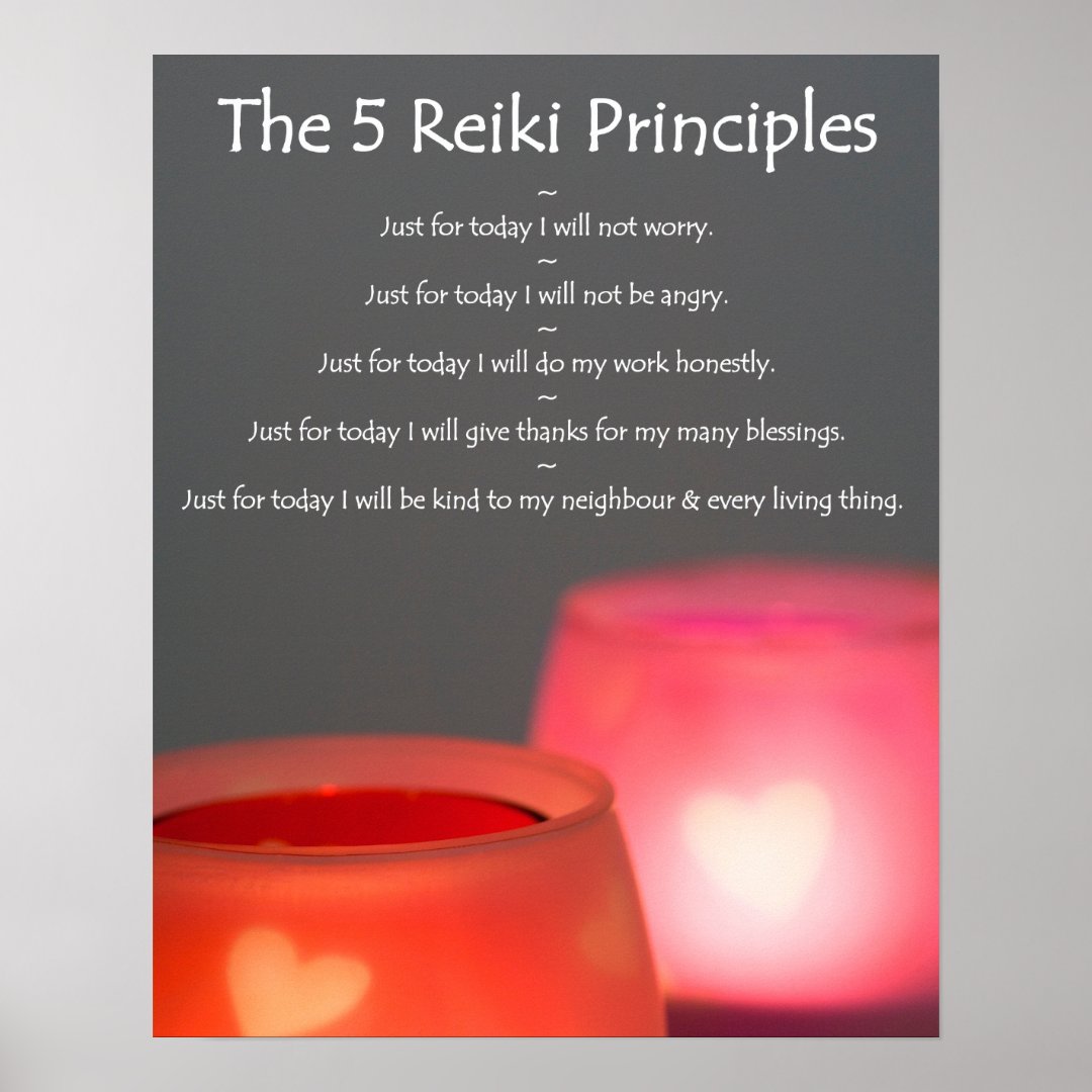 Reiki Principles with Candles Poster | Zazzle