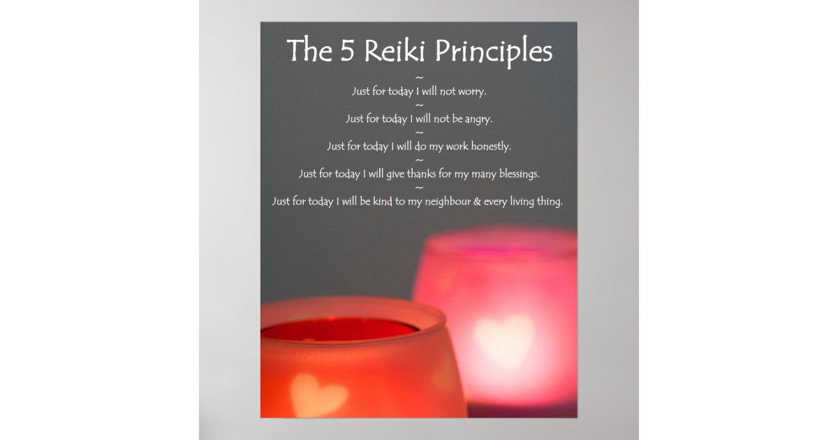 Reiki Principles with Candles Poster | Zazzle