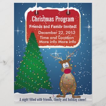 Reindeer Christmas Program Flyer | Zazzle