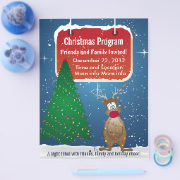 Reindeer Christmas Program Flyer | Zazzle