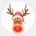 Reindeer face on classic round sticker | Zazzle