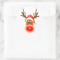 Reindeer face on classic round sticker | Zazzle