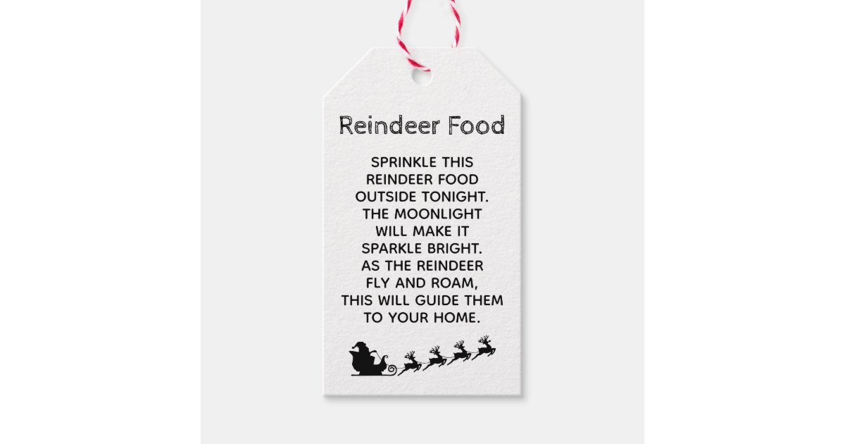 Reindeer Food Gift Tags | Zazzle