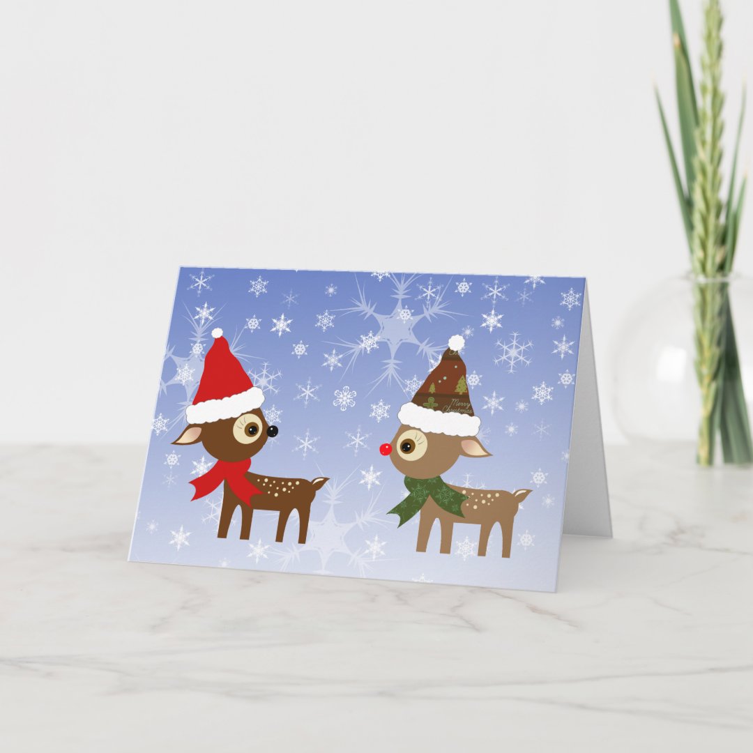 Reindeer Friends Cute Christmas Card | Zazzle
