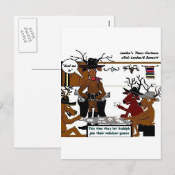 Reindeer Games Funny Christmas Gifts & Tees Holiday Postcard | Zazzle