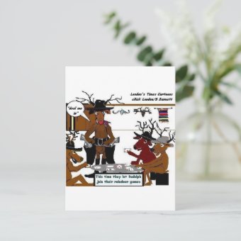 Reindeer Games Funny Christmas Gifts & Tees Holiday Postcard | Zazzle