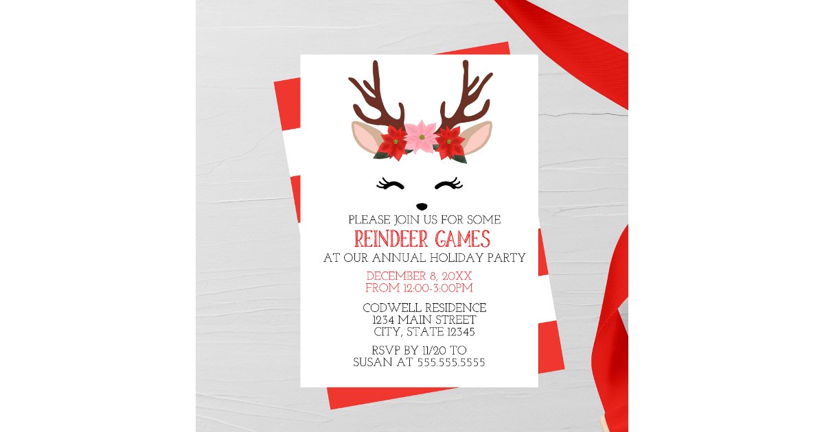Reindeer Games Holiday Party Invitation | Zazzle