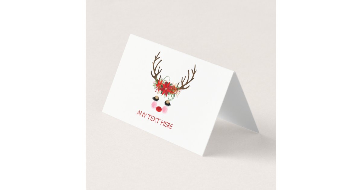 Reindeer Holiday Christmas Party Food Tent Place Card | Zazzle.com
