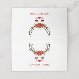 Reindeer Holiday Christmas Party Food Tent Place Card | Zazzle