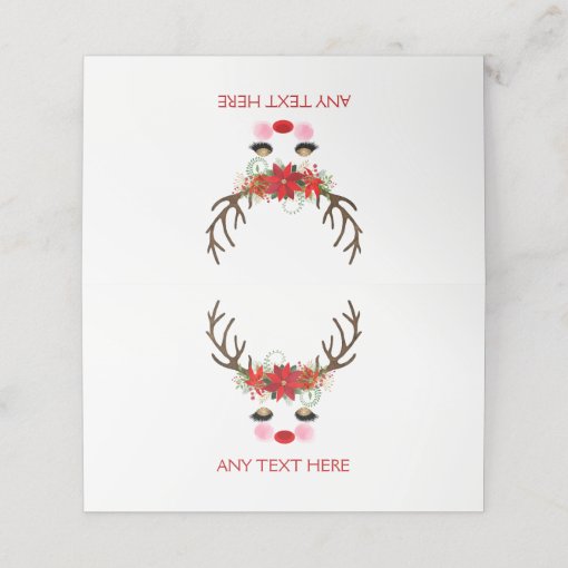 Reindeer Holiday Christmas Party Food Tent Place Card | Zazzle