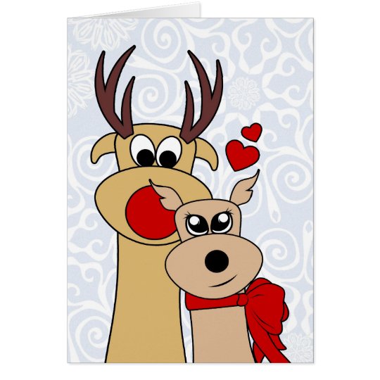 Reindeer in love Christmas Greeting Card | Zazzle.com