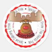 Reindeer North Pole Rudolph Special Delivery Classic Round Sticker | Zazzle