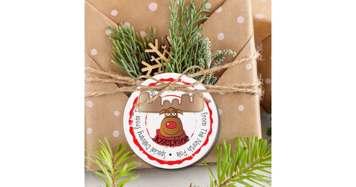 Reindeer North Pole Rudolph Special Delivery Favor Tags | Zazzle