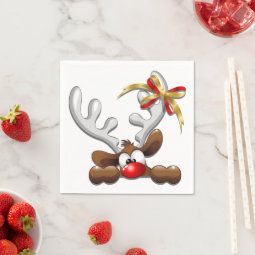 Reindeer Puzzled Funny Christmas Character Napkins | Zazzle