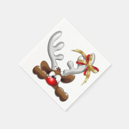 Reindeer Puzzled Funny Christmas Character Napkins | Zazzle