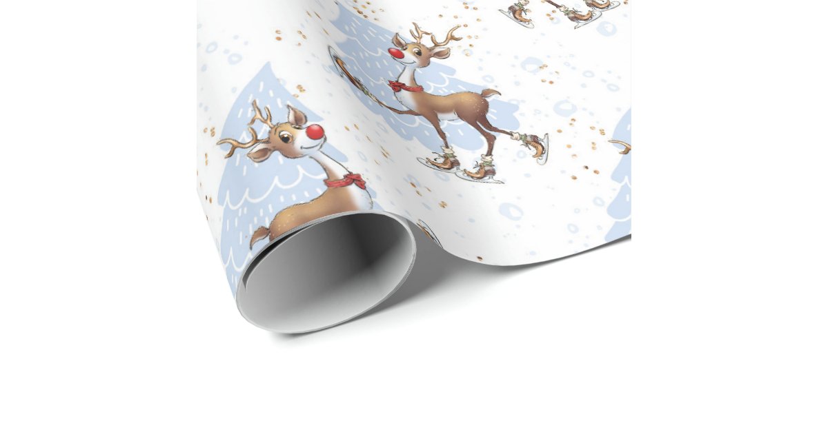 Reindeer Rudolph Christmas Wrapping Paper | Zazzle