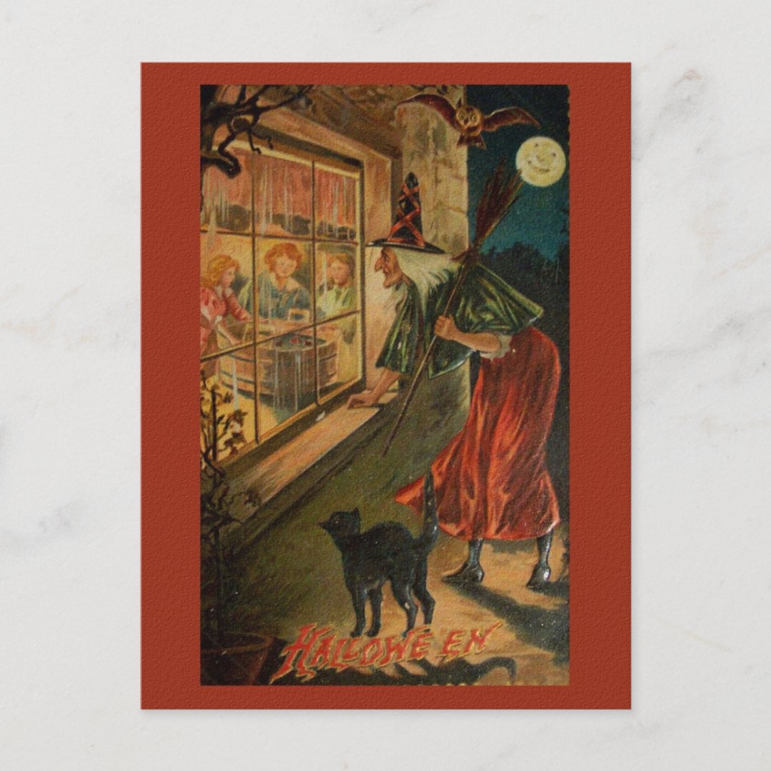 Reissue Victorian Witch Halloween Postcard | Zazzle