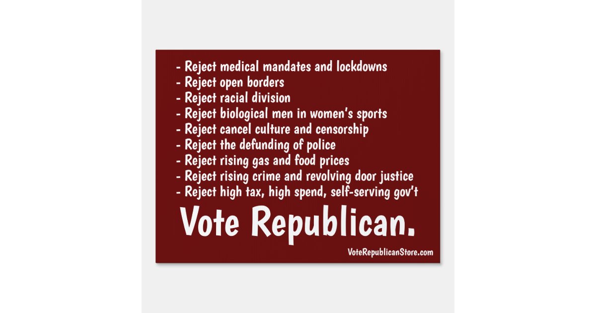 Reject Democrat Policies YARD SIGN | Zazzle