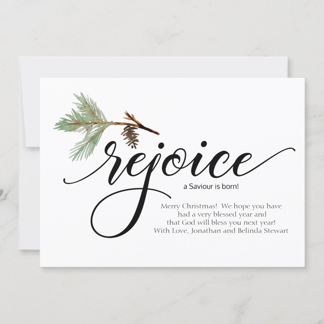 REJOICE A SAVIOUR IS BORN - Christmas photo Card | Zazzle