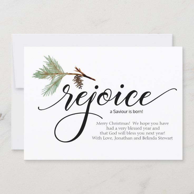 REJOICE A SAVIOUR IS BORN - Christmas photo Card | Zazzle
