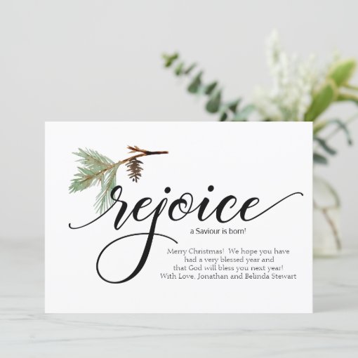 REJOICE A SAVIOUR IS BORN - Christmas photo Card | Zazzle
