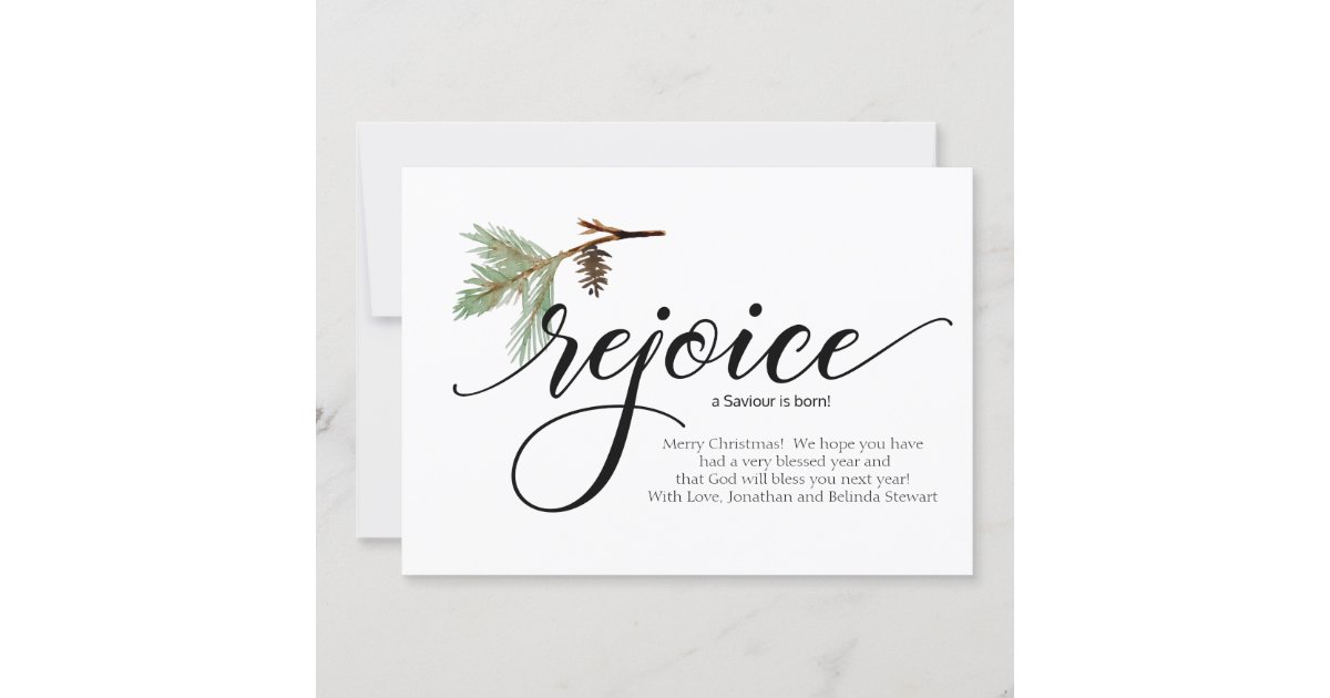REJOICE A SAVIOUR IS BORN - Christmas photo Card | Zazzle
