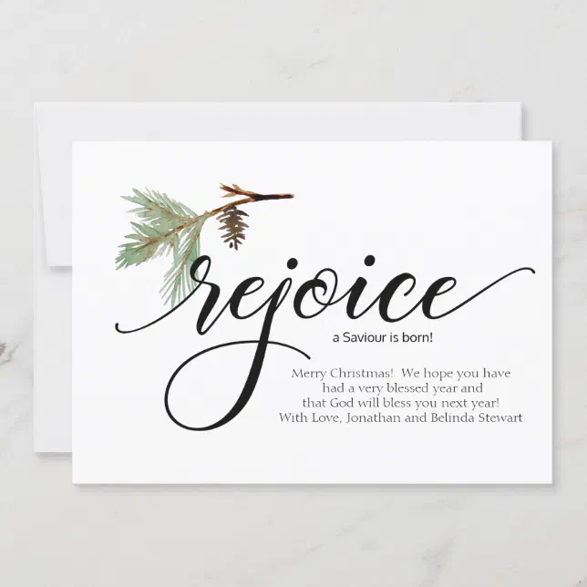 REJOICE A SAVIOUR IS BORN - Christmas photo Card | Zazzle