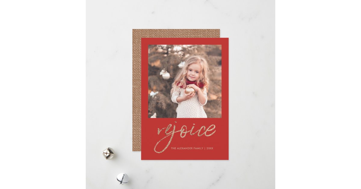Rejoice and Be Glad Rustic Christmas Photo Holiday Card | Zazzle