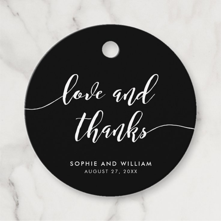 Relax Script Love and Thanks Custom Color Wedding Favor Tags | Zazzle