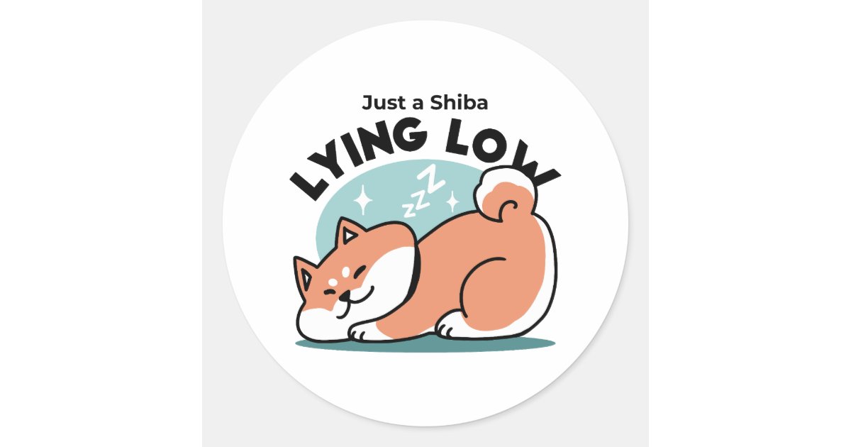 Relaxed Shiba Inu Art: Just a Shiba Lying Low Classic Round Sticker ...