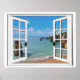 Relaxing Beach Ocean View Faux Window Poster | Zazzle