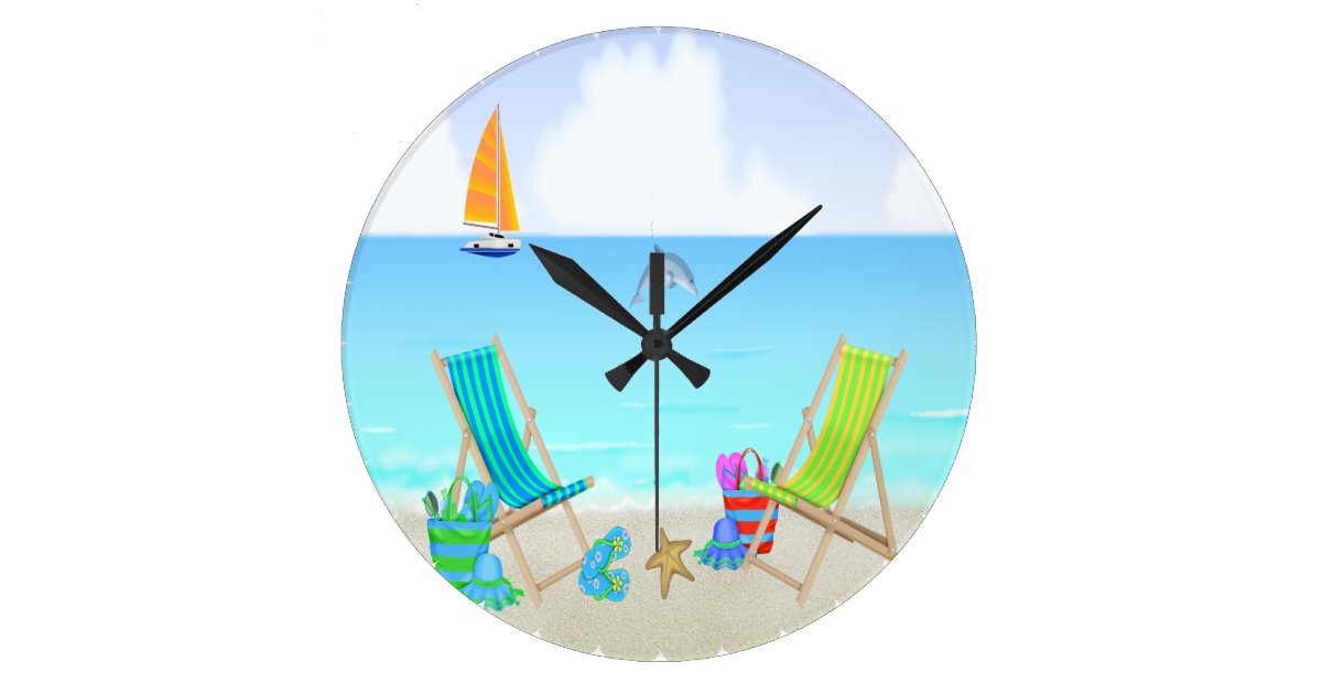 Relaxing Beach Round Wall Clock | Zazzle