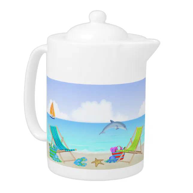 Relaxing Beach Teapot | Zazzle