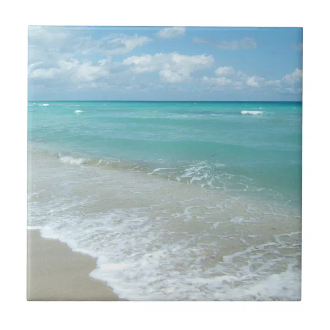 Relaxing Blue Beach Ocean Landscape Nature Scene Ceramic Tile | Zazzle