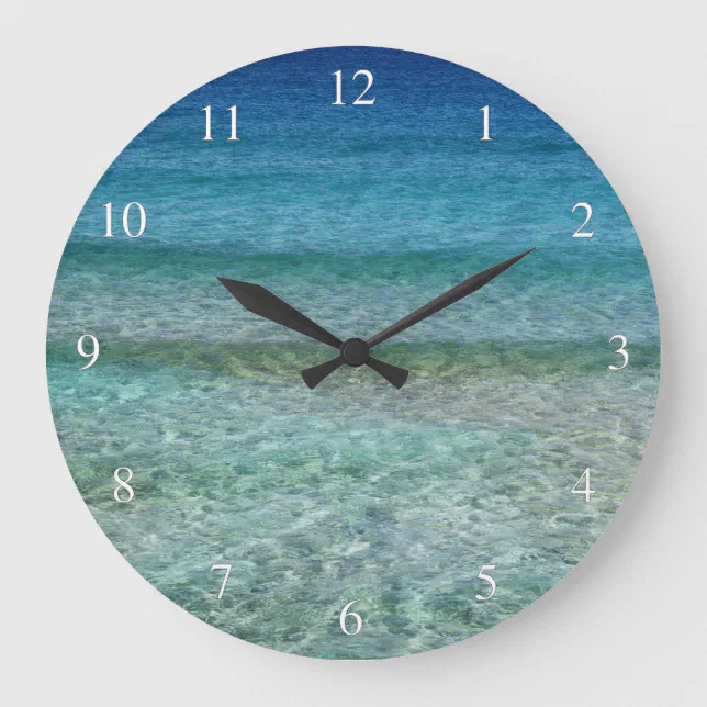 Relaxing Gentle Ocean Waves Small Numbers Large Clock | Zazzle