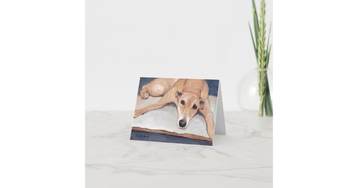Relaxing Greyhound Dog Art Note Card | Zazzle